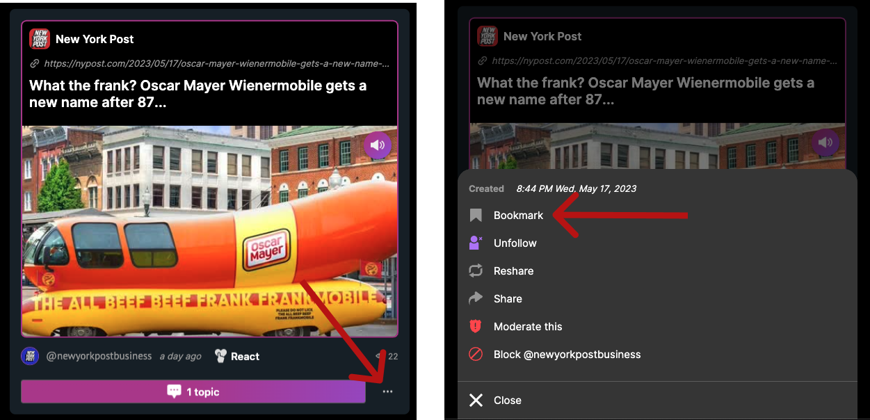 How do I bookmark a post on Hedgehog? | Hedgehog